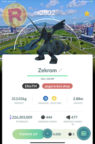 Shiny Zekrom Taipei Background Fusion Bolt Location Card Go Reg or 1M ...