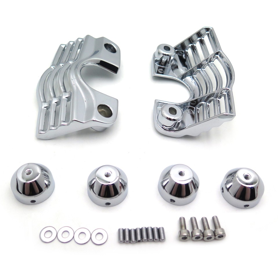 1Pair Chrome Finned Slotted Head Bolt Spark Plug Covers For Harley ...