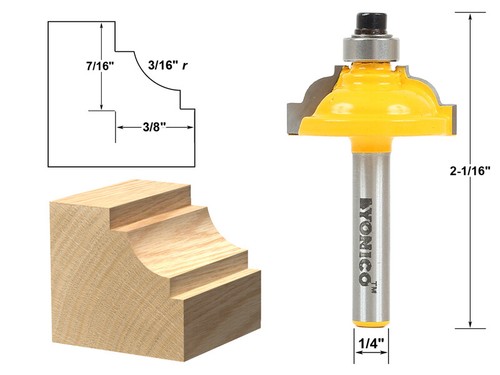 3/8" Classical Cove Edge Forming Router Bit - 1/4" Shank - Yonico ...