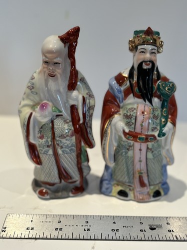 Chinese Fu Lu Shou Star Gods Vintage Porcelain Figurines H. 7 Inches ...