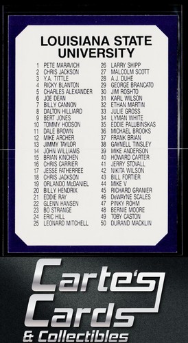 Checklist Card 1-100 1990 Collegiate Collection LSU Tigers #100 LSU ...