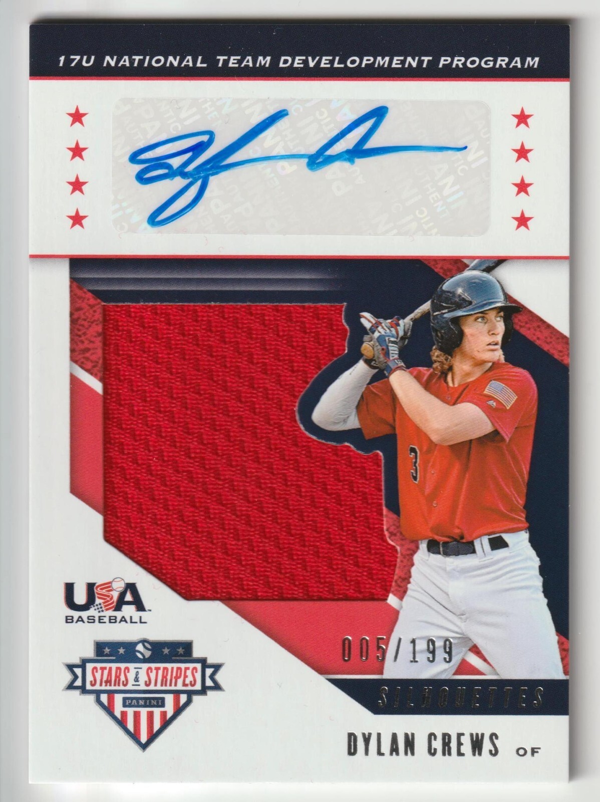 DYLAN CREWS 2019 PANINI STARS & STRIPES SILHOUTTES G.U. MATERIAL ...