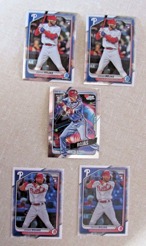 2024 Johan Rojas Philadelphia Phillies Bowman Topps Chrome Paper 5 card ...