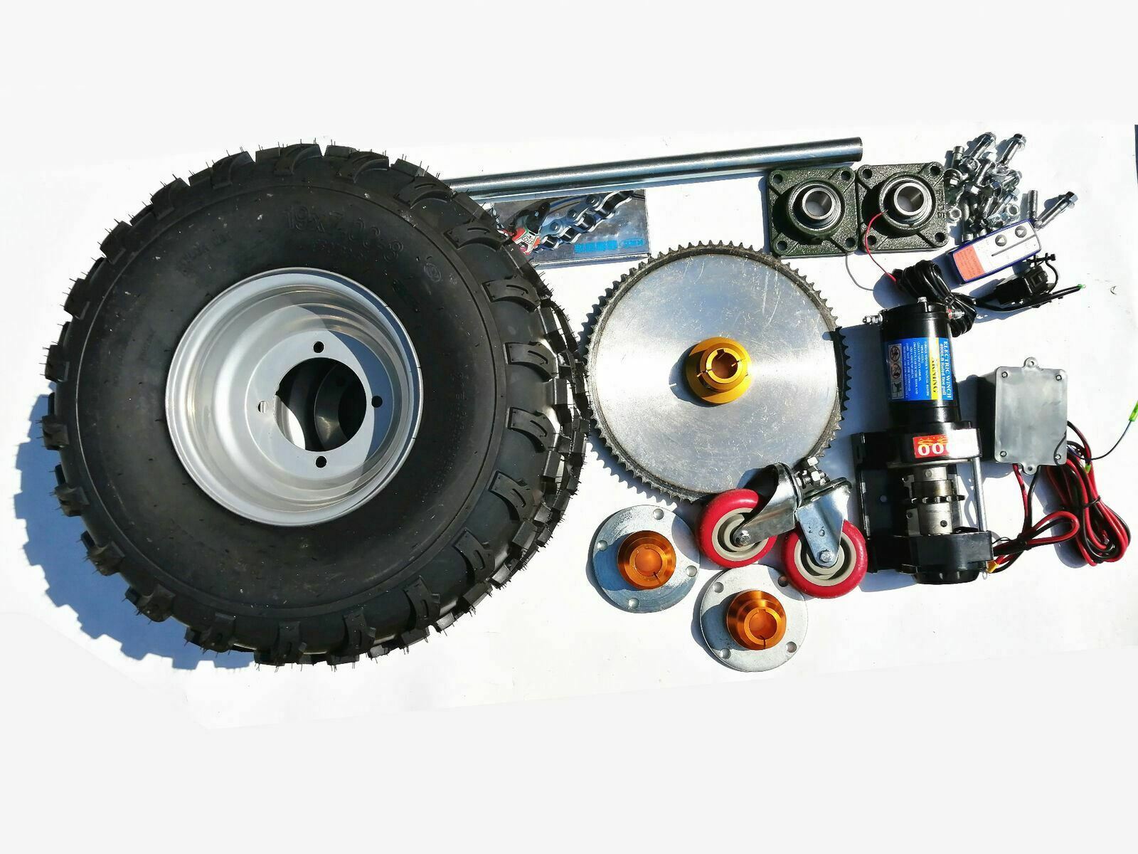 Heavy Duty Motorised CARAVAN TRAILER BOAT Mover 4000LB WINCH WHEELS KIT ...