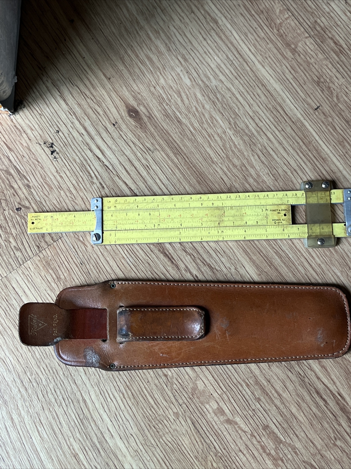 Vintage 1959 Pickett N1006-ES All metal slide rule & leather sleeve | eBay