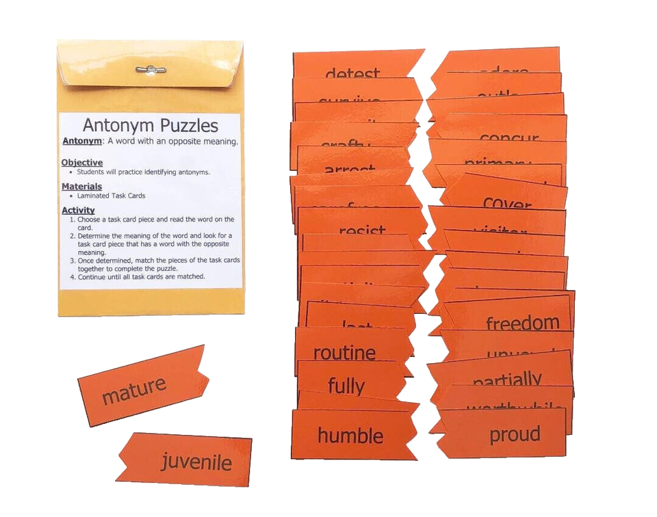 Educational Literacy Center Activity Learning Resource Game Antonym ...