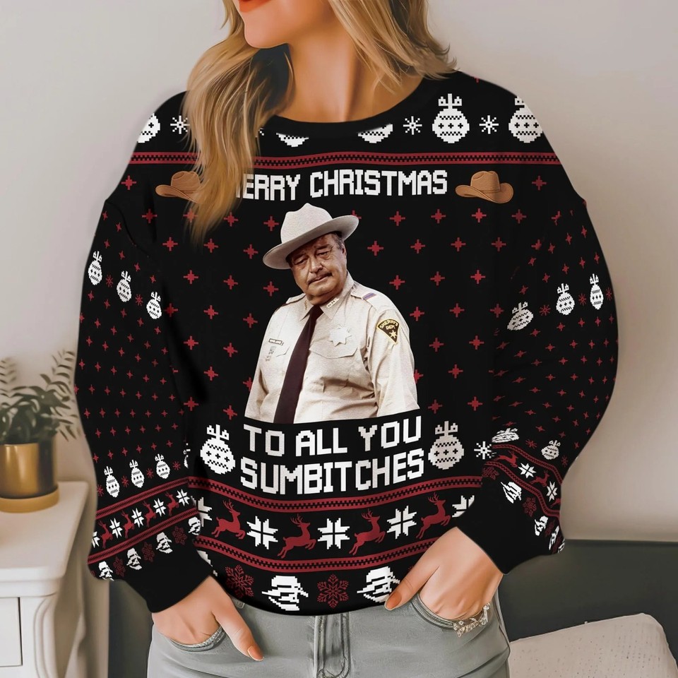 Smokey and the Bandit Merry Christmas Ugly Sweater AOP Funny Retro 80s ...