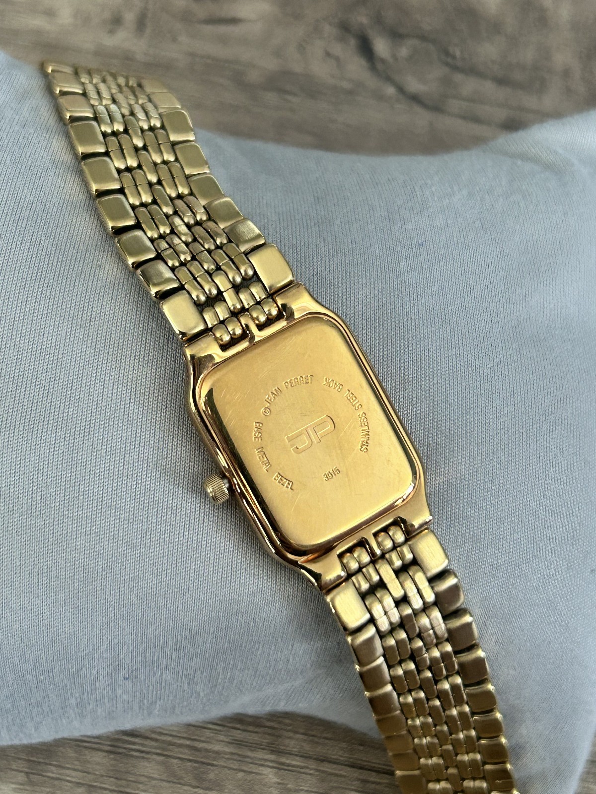 Jean Perret SP Ladies Gold Watch – Rectangular Face – Gold Dial ...