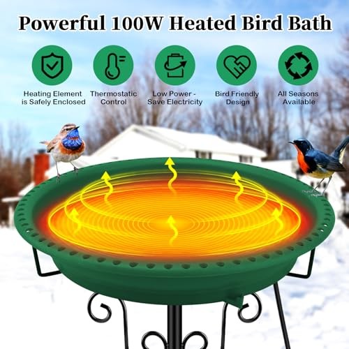 Heated Bird Bath, 100W Thermostatically Controlled Heated Bird Baths ...