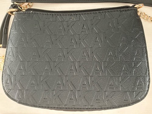 NWOT Anne Klein Embossed AK Black Shoulder Bag Purse Gold Chain Strap ...