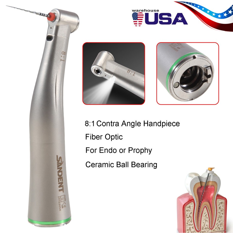 1-10pcs Dental 8:1 Endo Contra Angle Handpiece LED Fiber Optic ...