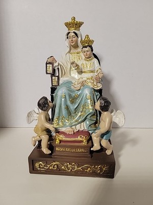 Catholic Regina Decor Carmeli holding Child w/ Angels 7.5" Religious ...