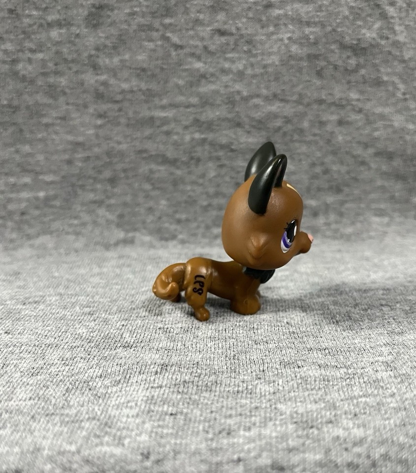 LITTLEST PET SHOP # 1767 BROWN CORGI PUPPY DOG W/ PURPLE EYES ADORABLE ...