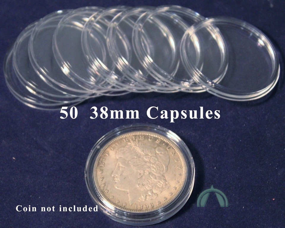 50 Direct Fit Air Tight Coin Capsule Holders for Peace Morgan Ike ...