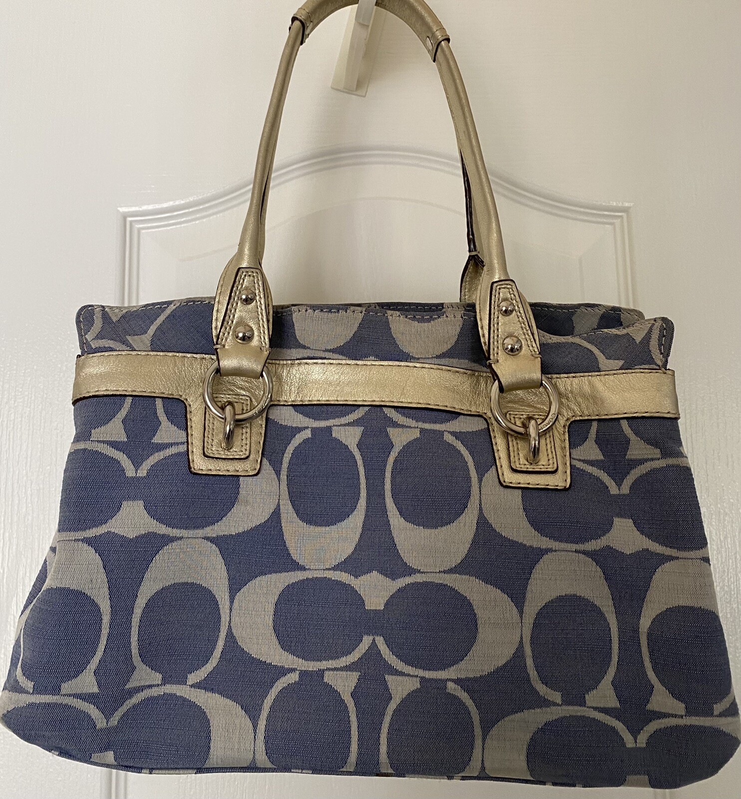 Coach Signature Penelope Silver & Blue Shoulder Handb… - Gem