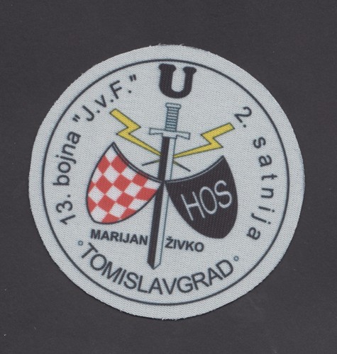 🔴CROATIA ARMY HOS 13. Bojna J.v.F. 2.Satnija M. Zivko ~ USTASHA sleeve ...