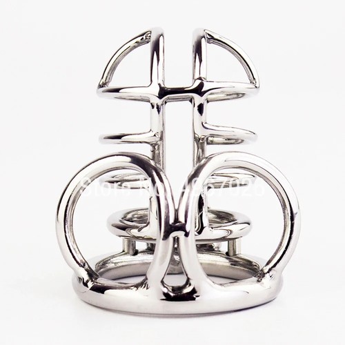 Stainless Steel Male Chastity Devic Cage with Scrotu Rings Peni Lock ...