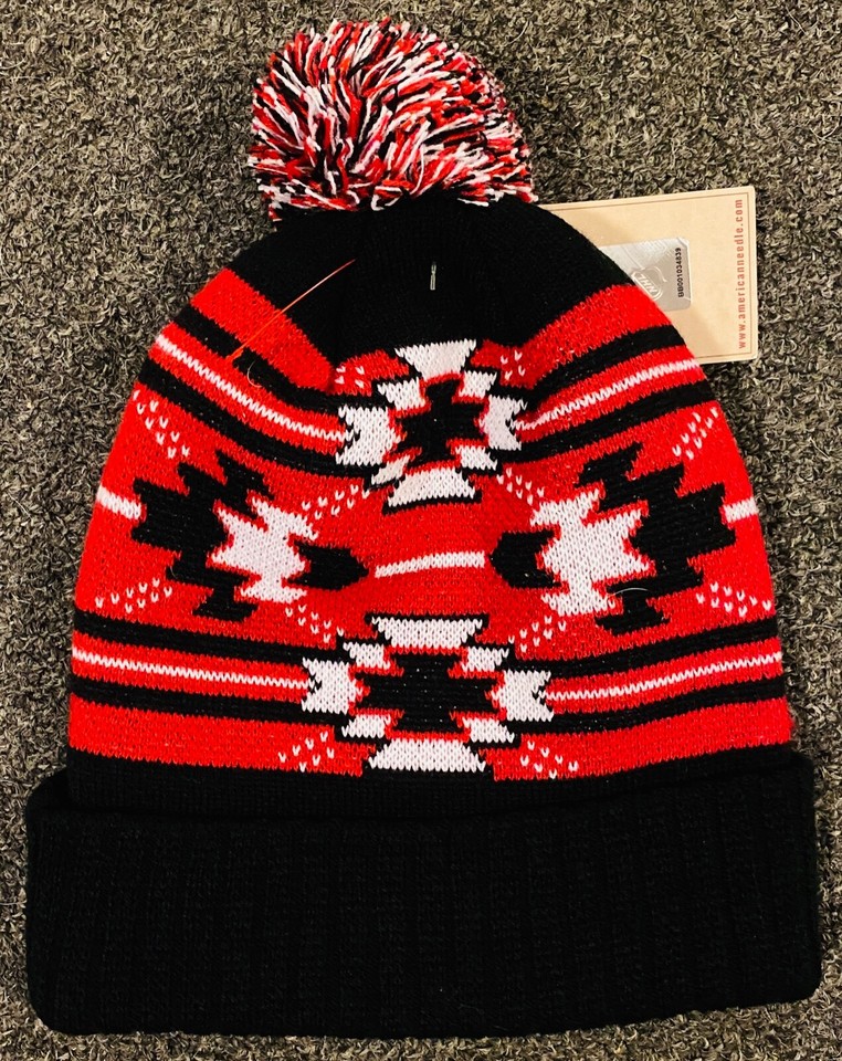 Chicago Blackhawks Stocking Cap Winter Knit Hat Beanie Cuff Pom Circle ...