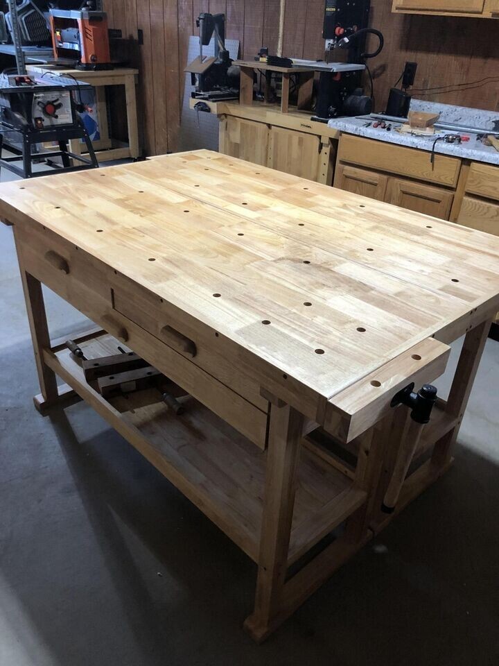 60" 3-Drawer Hard Wood Workbench Woodworking Carpenter Work Bench Tool ...