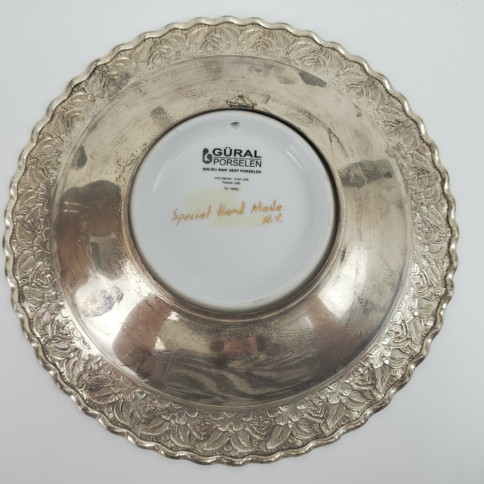 Gural Porselen Display Decorative Plate In Silver Plated Frame, 7.75 ...