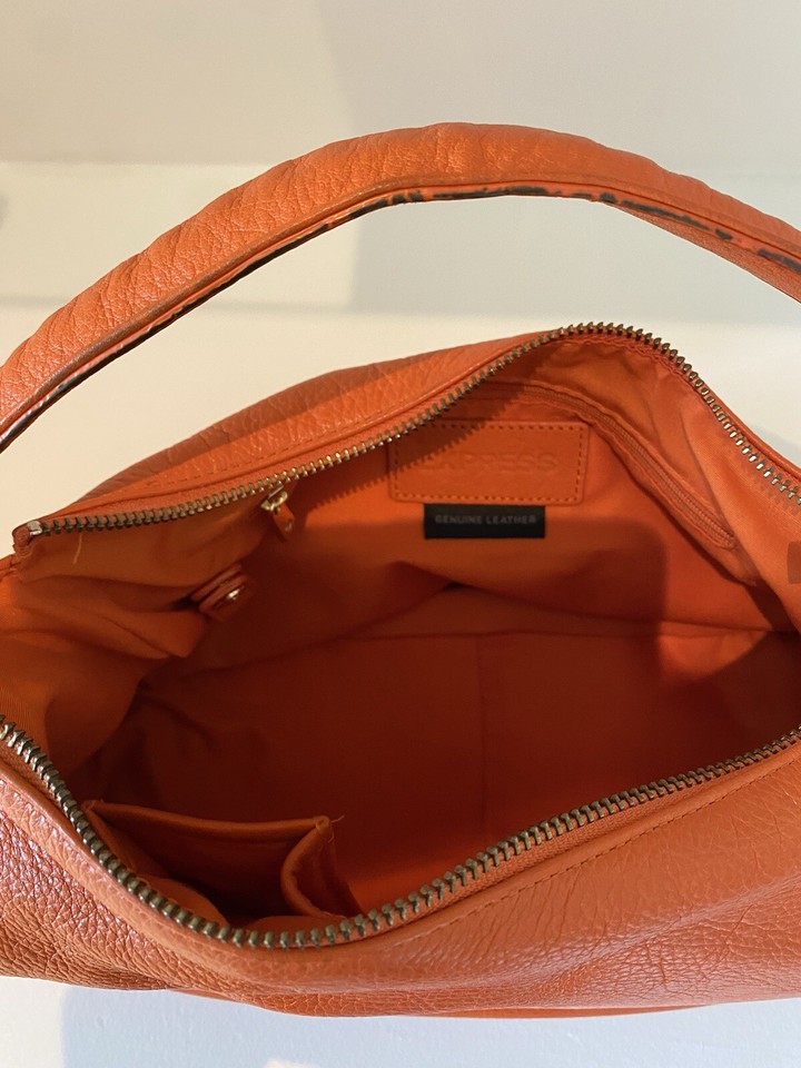 EXPRESS brand buttery soft leather Shoulder bag women’s zippered Orange ...