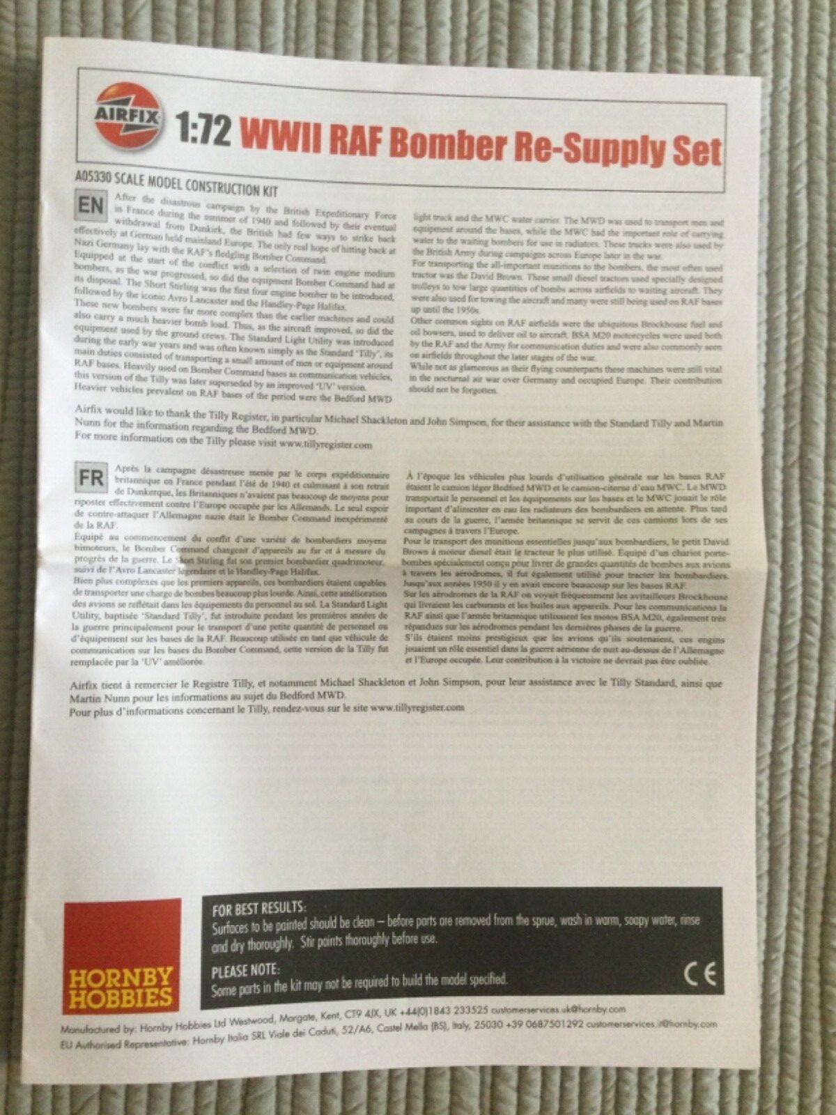 AIRFIX INSTRUCTION SHEET - WW11 RAF BOMBER RE-SUPPLY SET - 1/72 SCALE ...