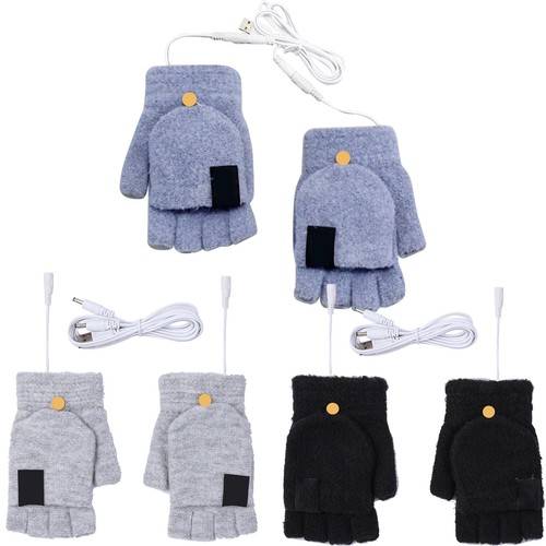 Heated Mittens USB Winter Hands Warmers Breathable Heating Mittens ...