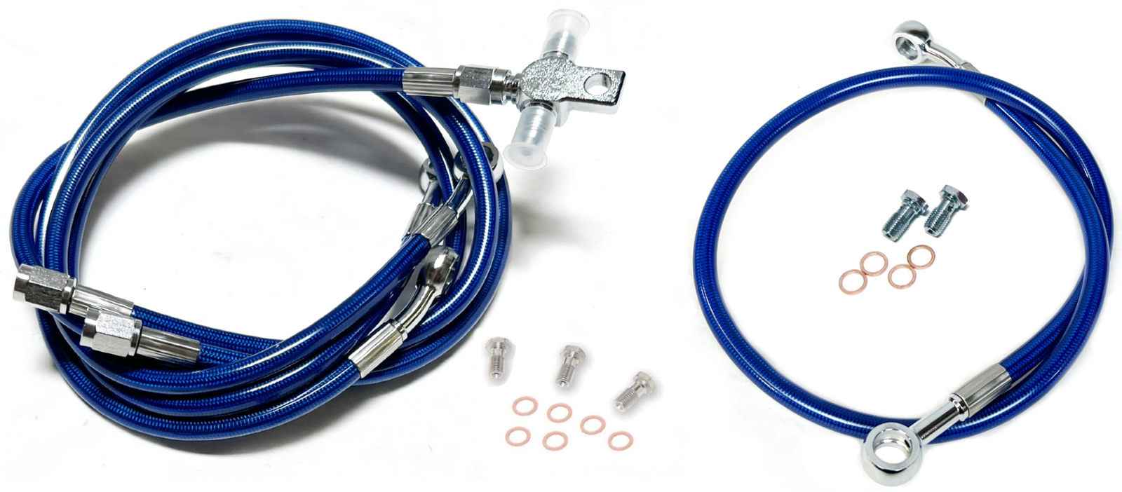 Streamline Steel Braided Brake Lines Blue +1" Front +2" Rear Honda TRX ...