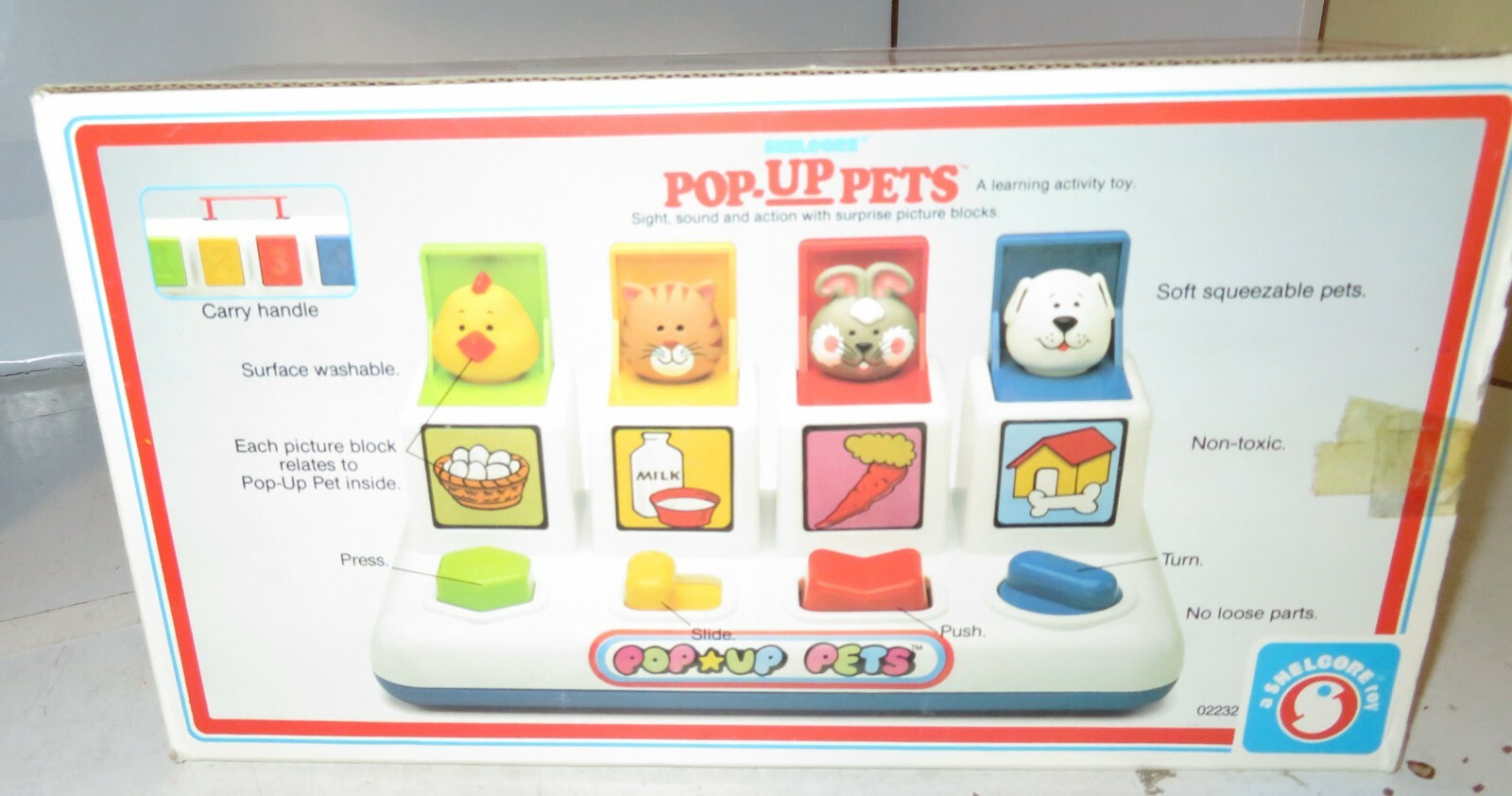 Vintage Pop Up Pets Activity Toy Animals Shelcore 1984 Baby Toy Boxed ...