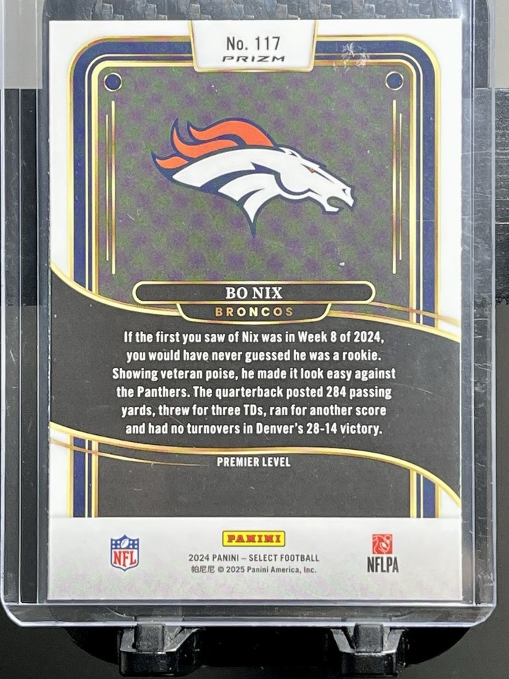 2024 Panini Select Bo Nix Rookie Green & Yellow Prizm Shock Premier ...