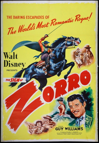 Sign of Zorro ORIGINAL UK Double Crown Film Poster Walt Disney Guy ...