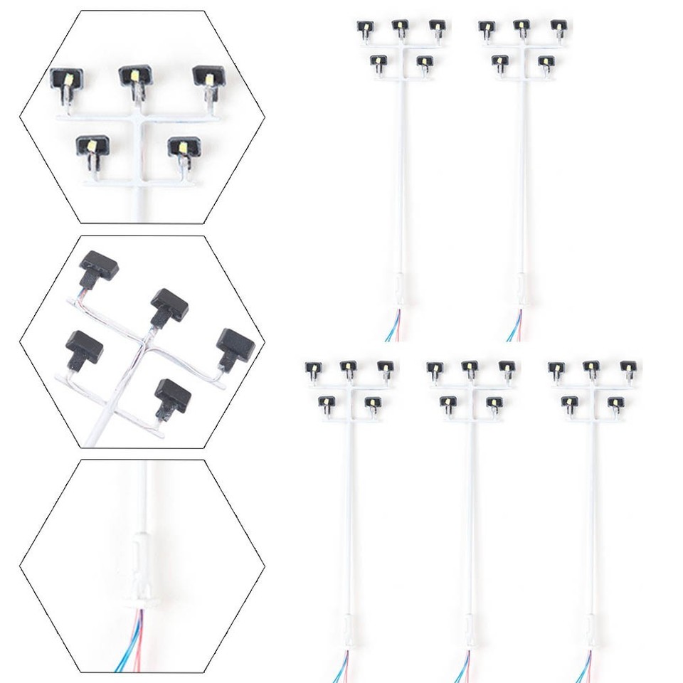5Pcs HO Scale LED Street Lights Perfect for Railway & Building Layouts ...