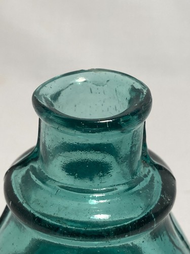 c1890s Cork Top Conical Cone Teal Green Blown Glass Inkwell Ink Bottle ...