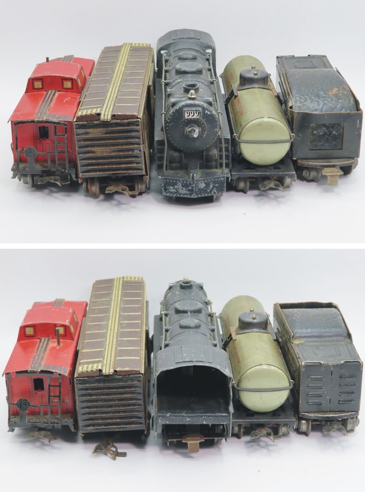 Vintage - O Gauge Marx Toy Train Set 999 Steam Locomotive + 4 Cars + 29 ...
