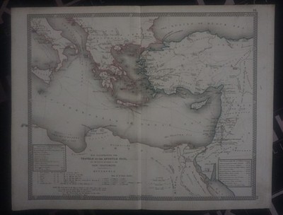UNITED KINGDOM c.1850 Travels of the Apostle Paul Biblical Map ...