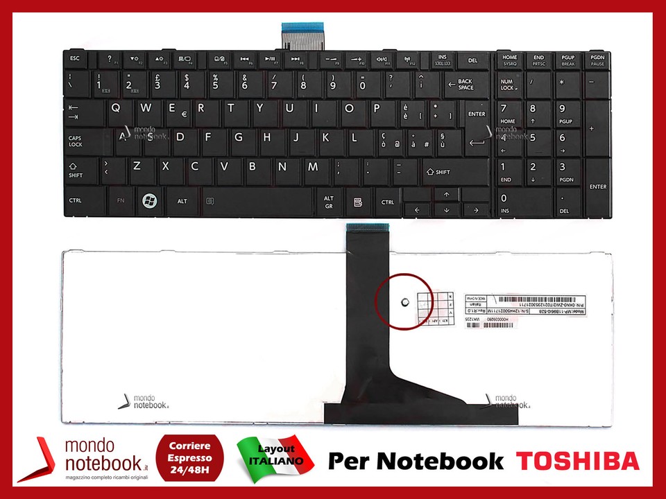 Tastiera Keyboard Italiana per Notebook Toshiba Satellite C850D-10W | eBay