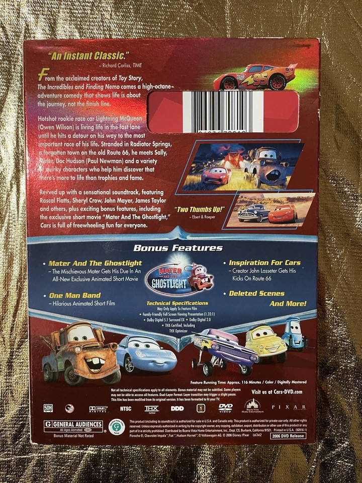Cars (DVD, 2006) Walt Disney Pictures Pixar Fullscreen DVD Complete | eBay