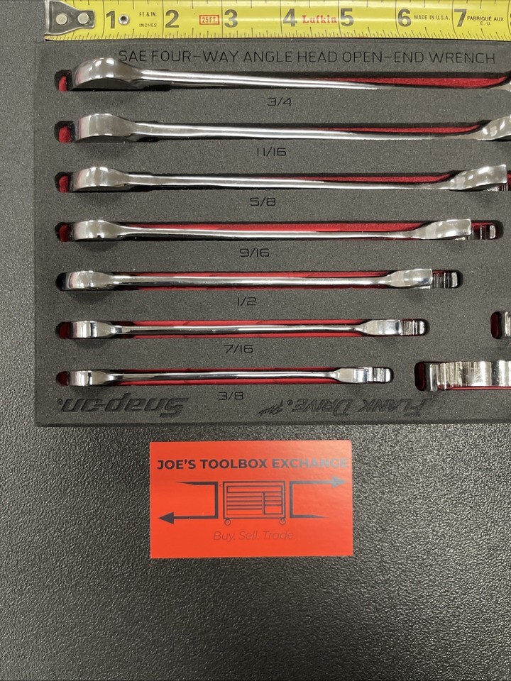 NEW Snap-on tools 4 way angle head open wrench foam set sae SVSSAE01FBR ...