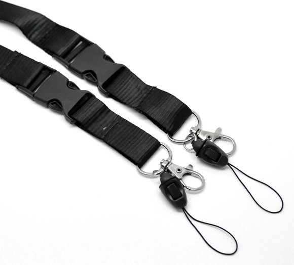 10x DETACHABLE DUAL Black Lanyard Neck Strap Metal & Loop Clip ID Card ...
