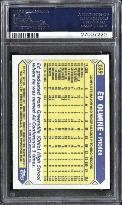 Ed Olwine 1987 Topps Tiffany Baseball # 159 PSA 10 | eBay