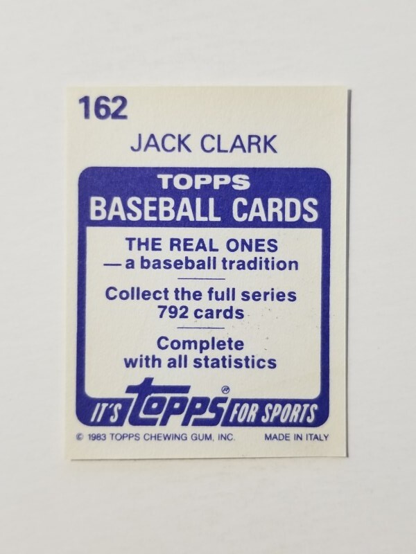 JACK CLARK 1983 TOPPS BASEBALL STICKER #162 SAN FRANCISCO GIANTS | eBay