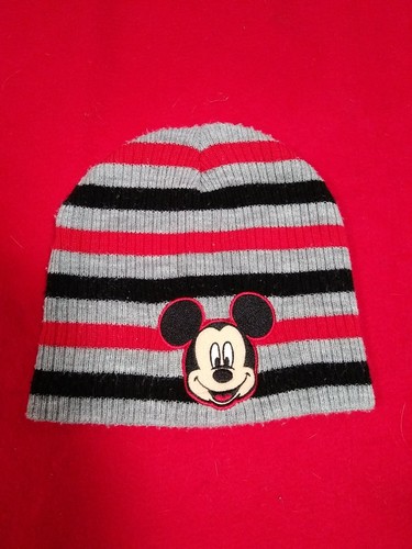 Disney Mickey Mouse Beanie Gray Striped Winter Hat Cap 2T - 5T / 2-5 ...