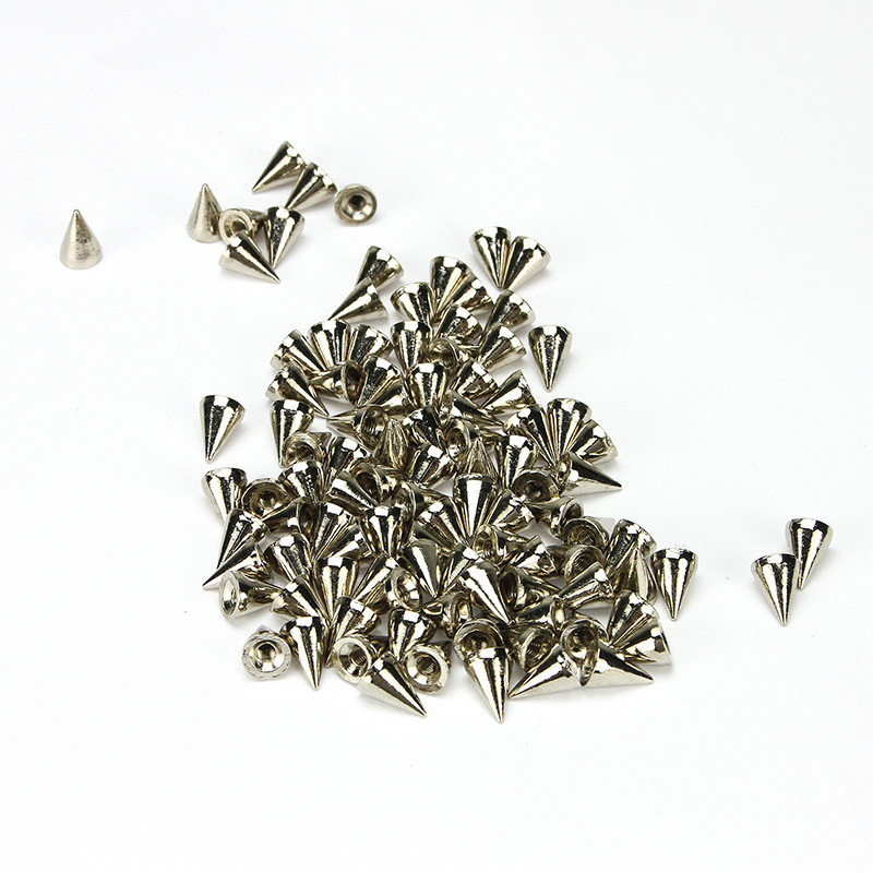 100x 10mm Silver Spots Cone Screw Metal Studs Leathercraft Rivet Bullet ...