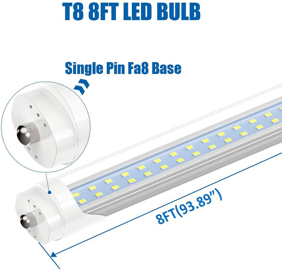 4-25PCS 72W T8 8FT LED Tube Light Bulb 8640LM Single Pin Shop Light ...