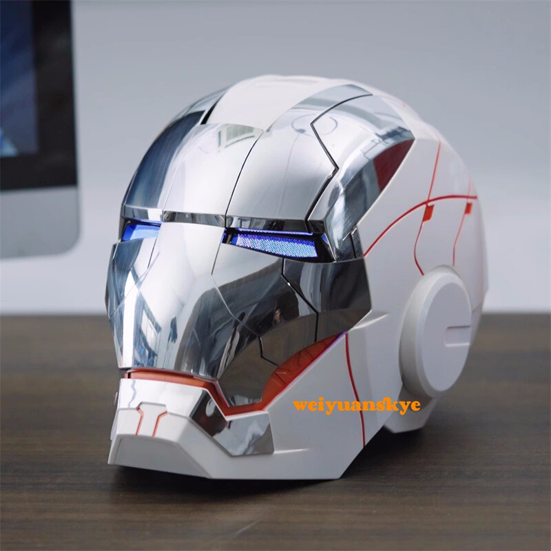 AUTOKING Iron Man MK5 Helmet silver&White Wearable Voice Control Open ...