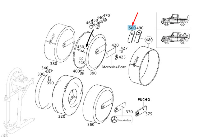MERCEDES-BENZ G W463 SPARE WHEEL LOCKING HOOK A4638900589 ORIGINAL for ...