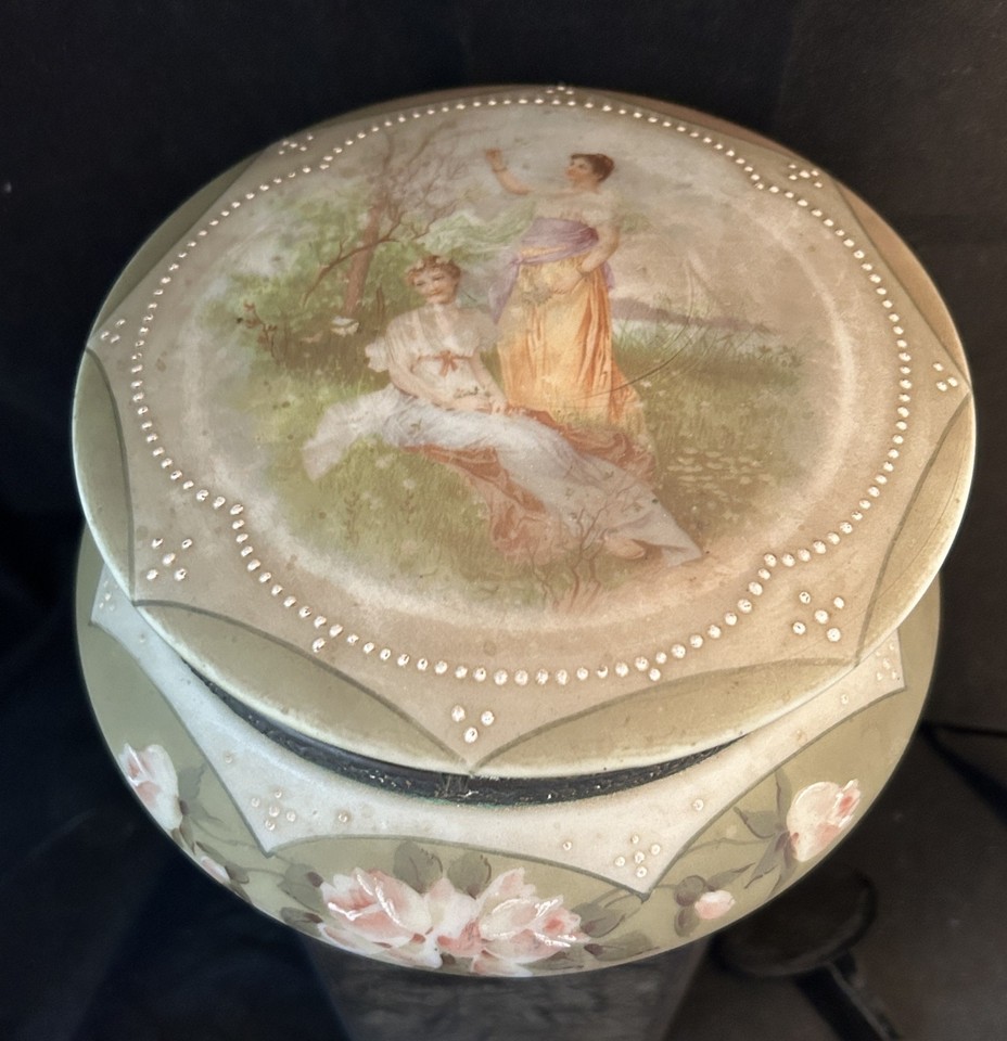 C.F. Monroe large WaveCrest Nakara Puff Box hand painted | eBay