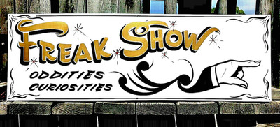 LARGE 36" Hand Painted Sign Carnival FREAK SHOW Oddities Metal Circus ...