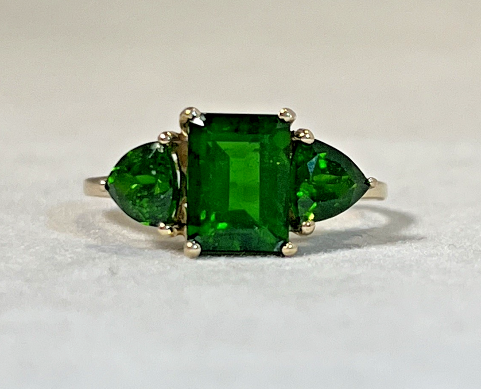 10k Emerald Cut Chrome Diopside Ring Size 6 3/4 - 2.14gr | eBay