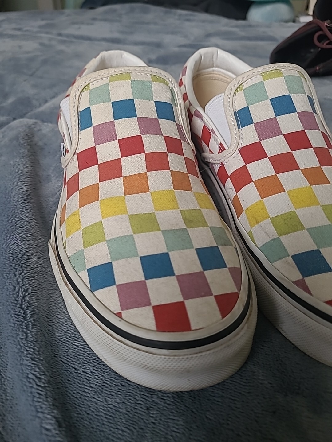 Vans Rainbow Checkerboard Slip On Skate Shoes Unisex … - Gem